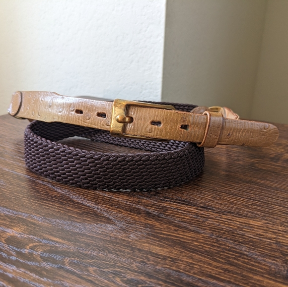 Streve | Accessories | Vintage Streve Tan Ostrich Calf Leather Brown ...